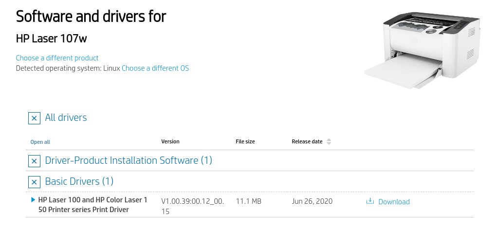 HP Laser 107w | Σύνδεση σε Linux – Cerebrux